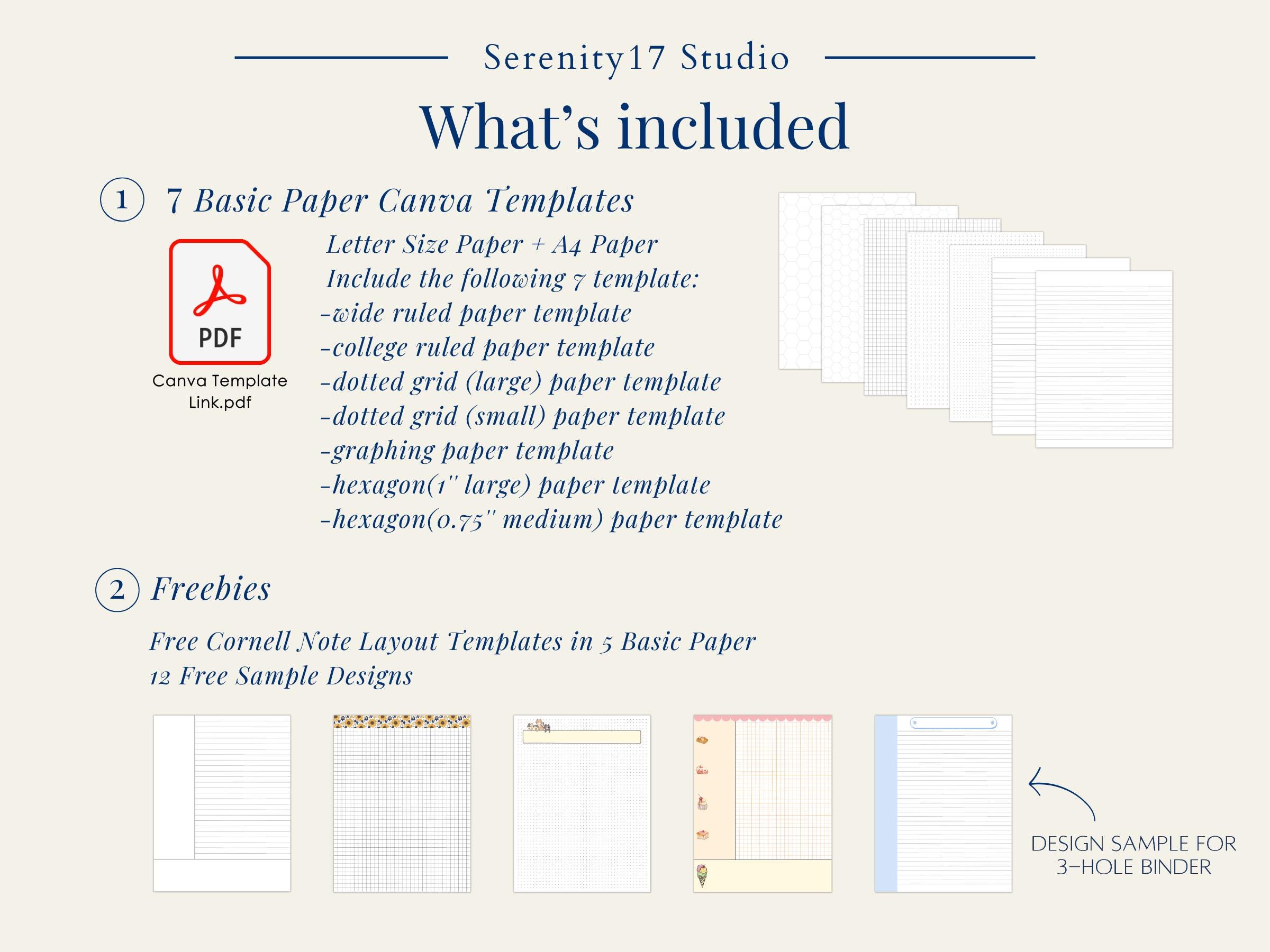 7 Basic Paper Canva Templates in Letter Size + A4 | Design Your Own ...