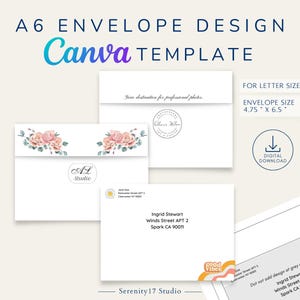 A6 Envelope Custom Design Canva Template 4.75''x6.5'' | Editable ...