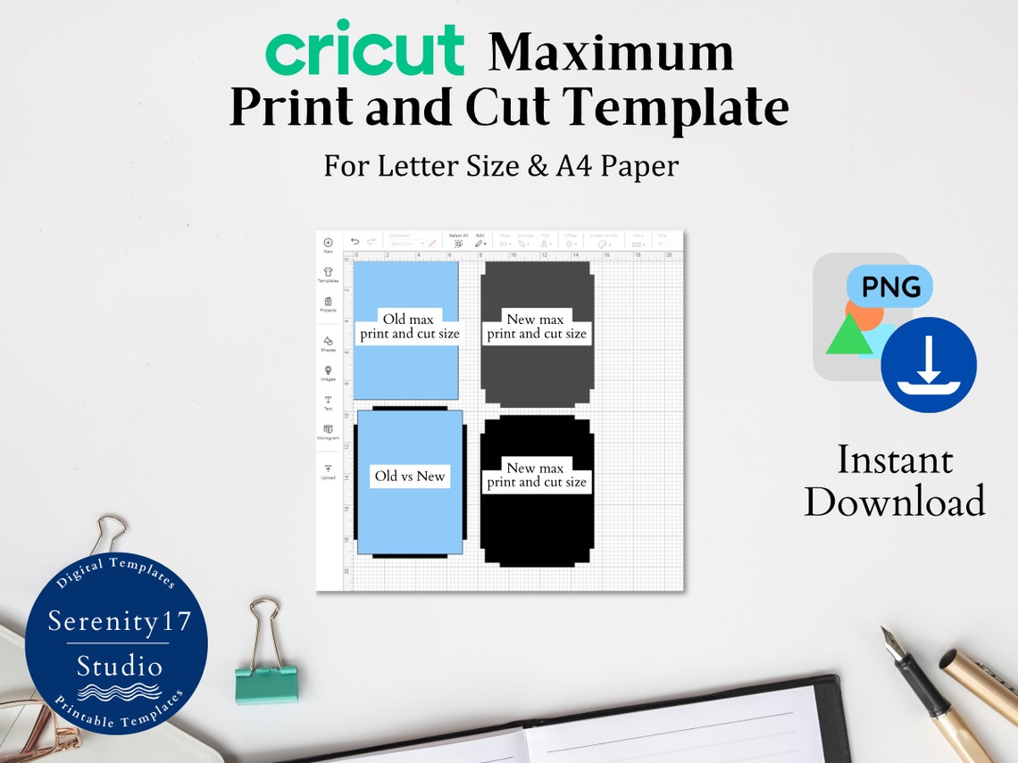 Cricut 2025 Maximum Print and Cut Size Template | Save Paper Materials ...