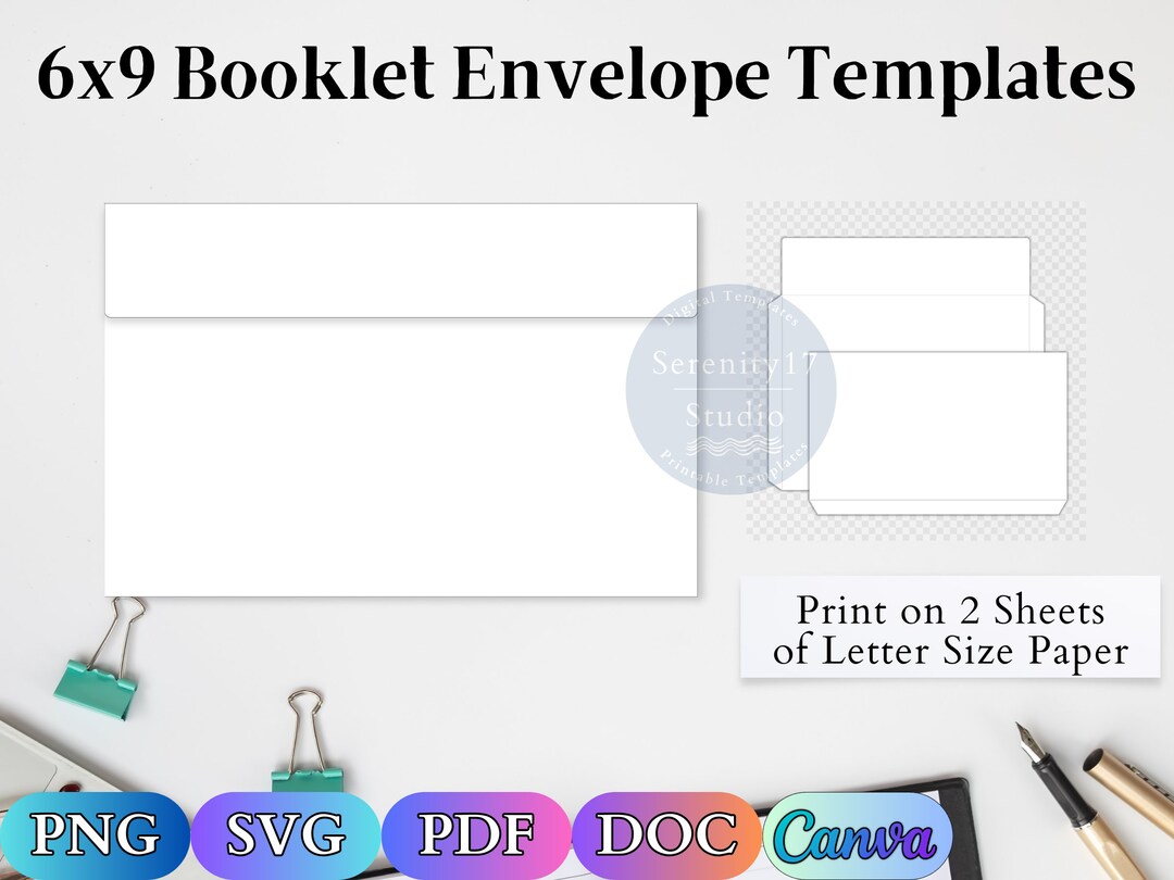 6x9 Booklet Envelope Printable Canva Templates Png Svg Pdf - Etsy