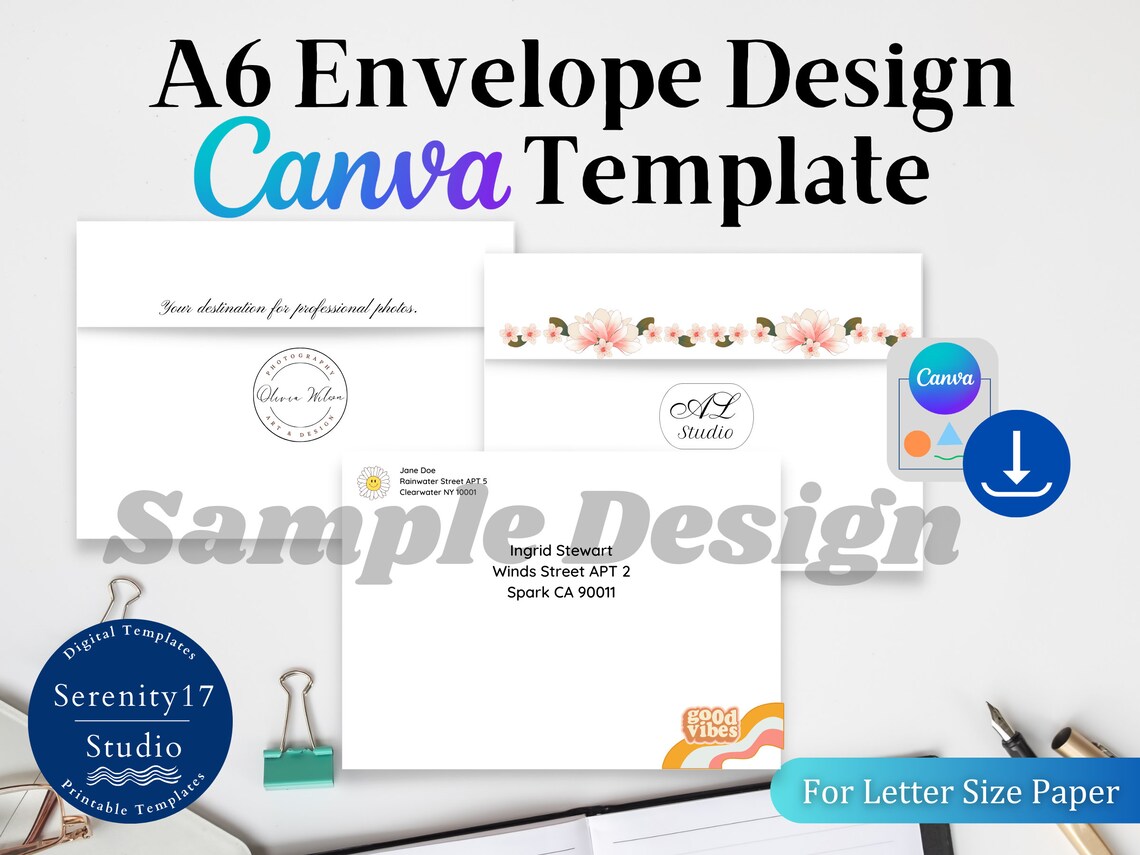 A6 Envelope Custom Design Canva Template | Editable & Printable | DIY ...