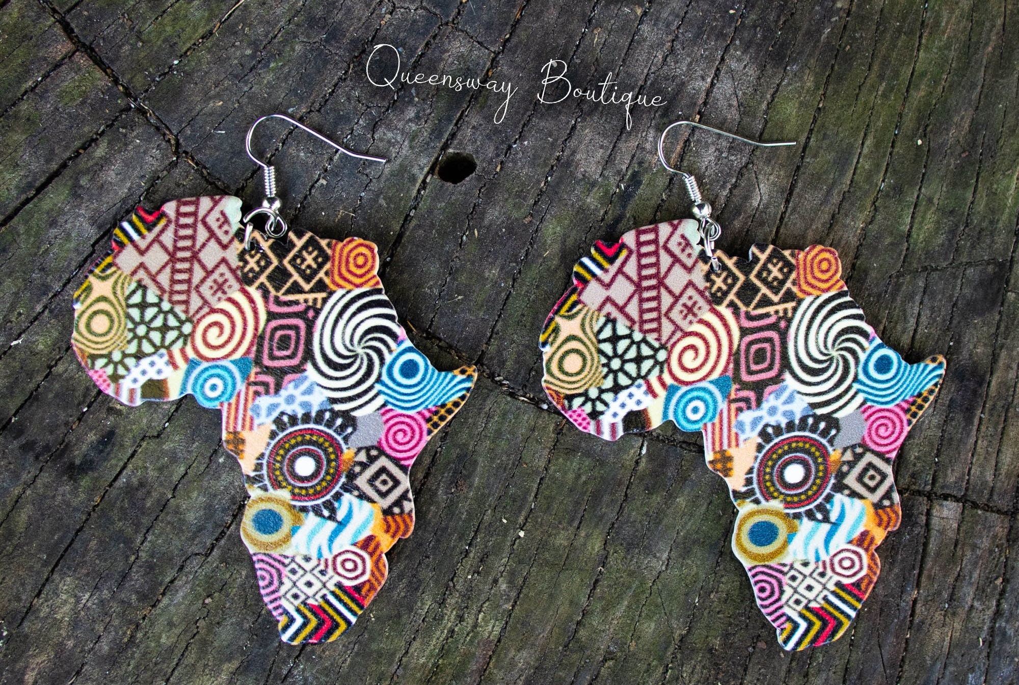 Africa Shaped Earrings, Colorful, Queen, Lightweight, Jungle Earrings ...