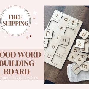 Wood Word Building Board | CVC Spelling Board | Wooden Letter Tiles ...