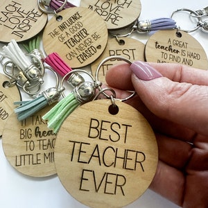 Teacher Keychains | Teacher Appreciation Gift | Engraved Wooden ...