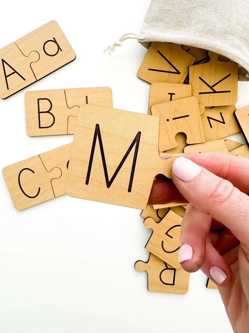 Montessori Maple Plywood Letter Matching Puzzle | Alphabet Learning Toy ...