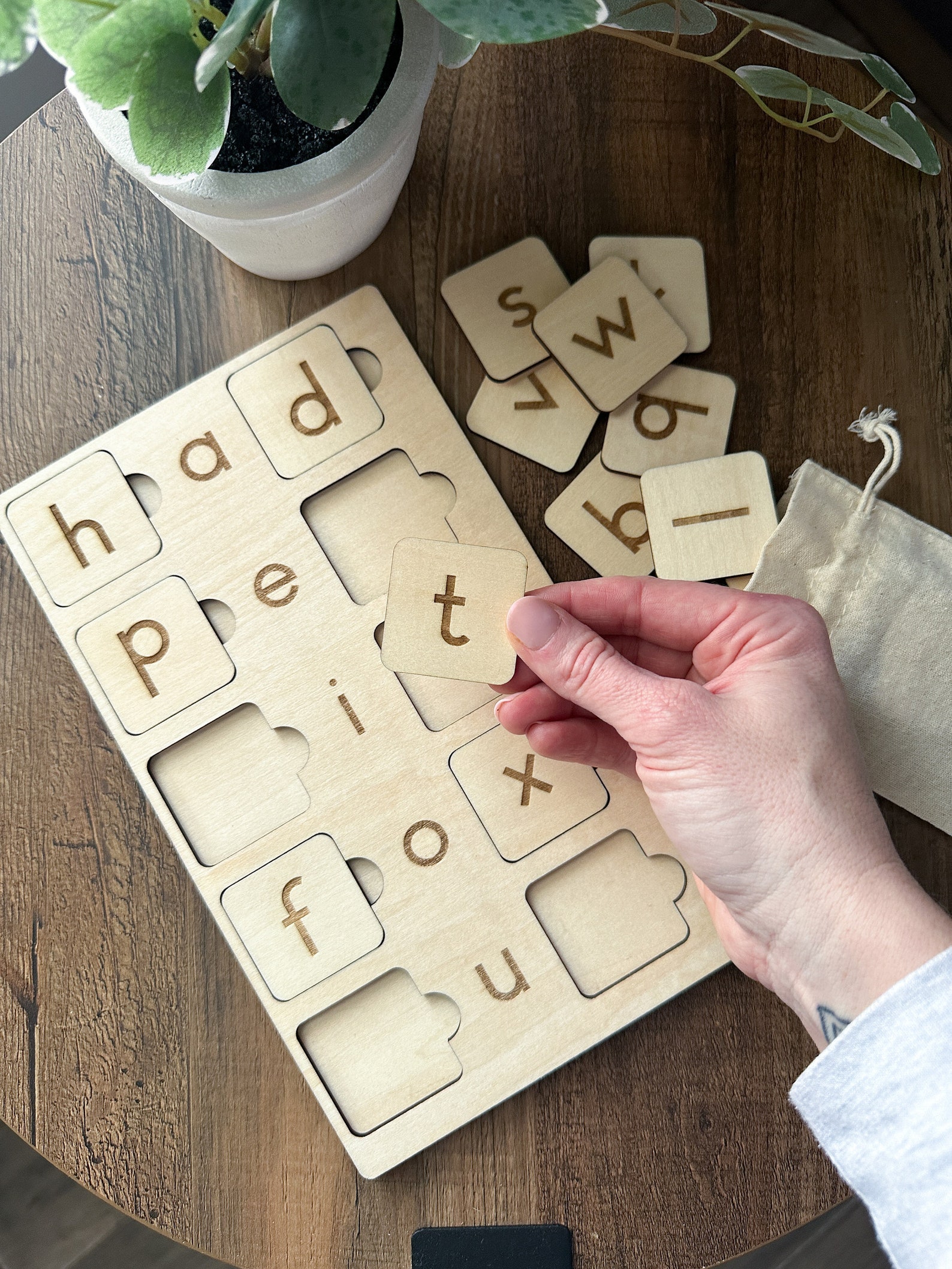 Wooden CVC Spelling Board | Montessori Phonics With Letter Tiles - Etsy