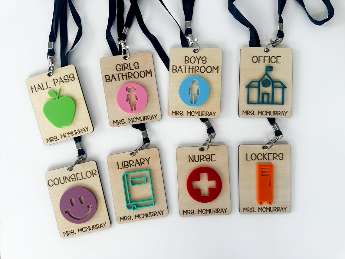 Personalized Teacher Hall Passes - Nurse Office Lockers Bathroom ...