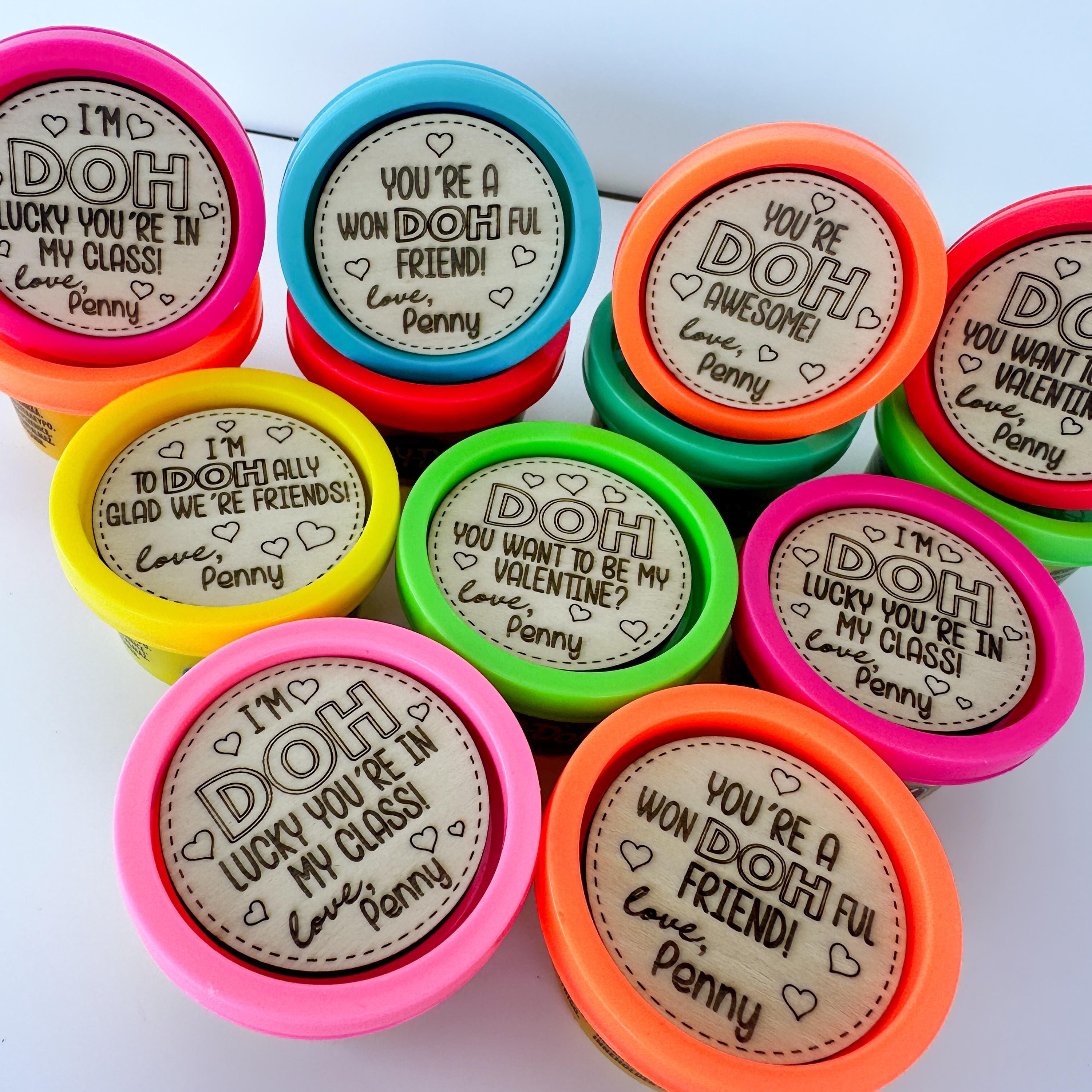 Personalized Play-doh Valentines | Engraved Wooden Tag, Non-candy - Etsy