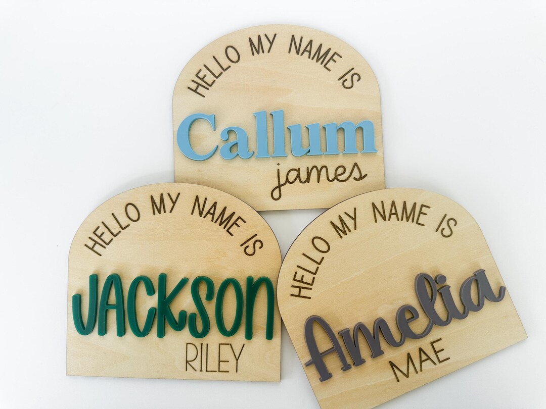 Baby Birth Announcement Sign | Wood Engraved Sign for Name Reveal ...
