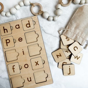 Wood Word Building Board | CVC Spelling Board | Wooden Letter Tiles ...