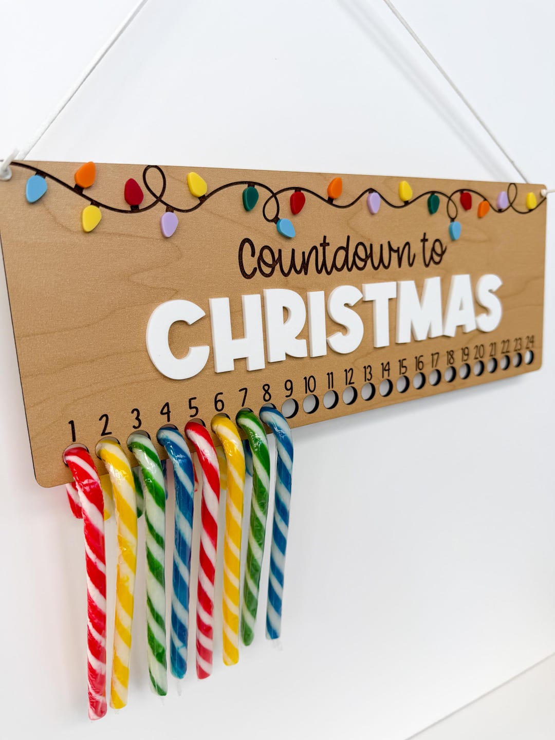 Countdown to Christmas Candy Cane Advent Calendar | Wooden Christmas ...
