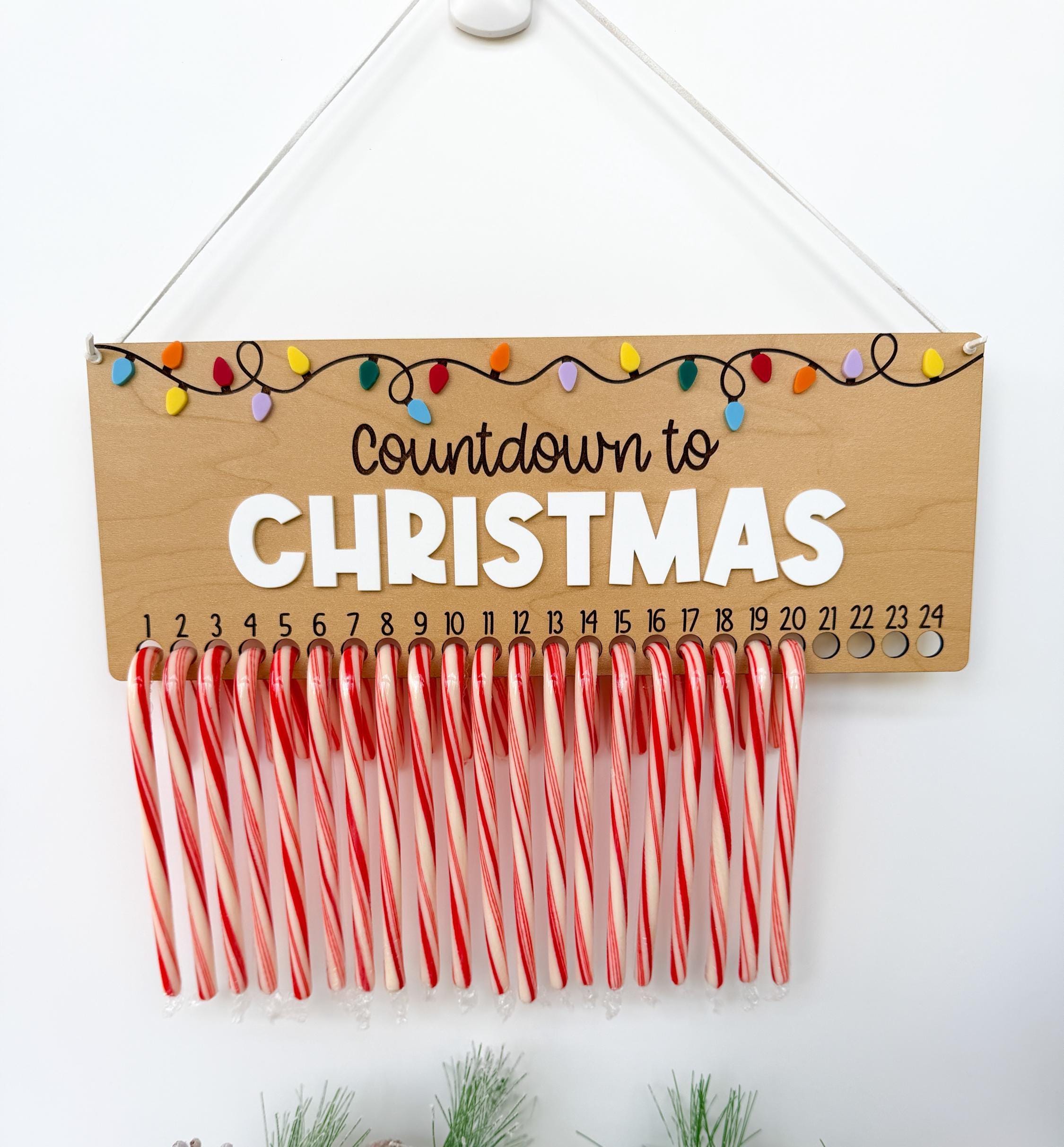 Countdown to Christmas Candy Cane Advent Calendar | Wooden Christmas ...