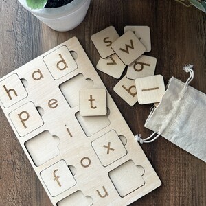 Wood Word Building Board | CVC Spelling Board | Wooden Letter Tiles ...