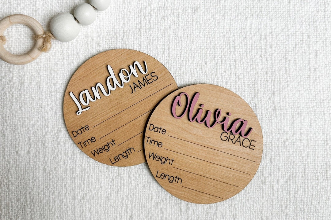 Baby Birth Announcement Sign With Birth Stats | Wood Engraved Sign for ...