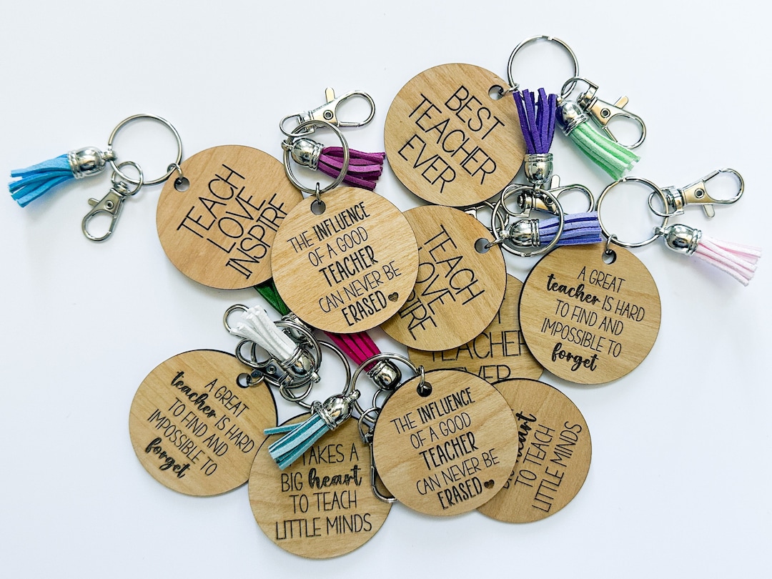 Teacher Keychains | Teacher Appreciation Gift | Engraved Wooden ...