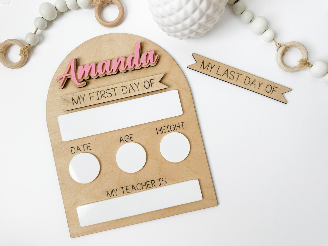 Reusable First and Last Day of School Sign | Wood + Whiteboard Erasable ...