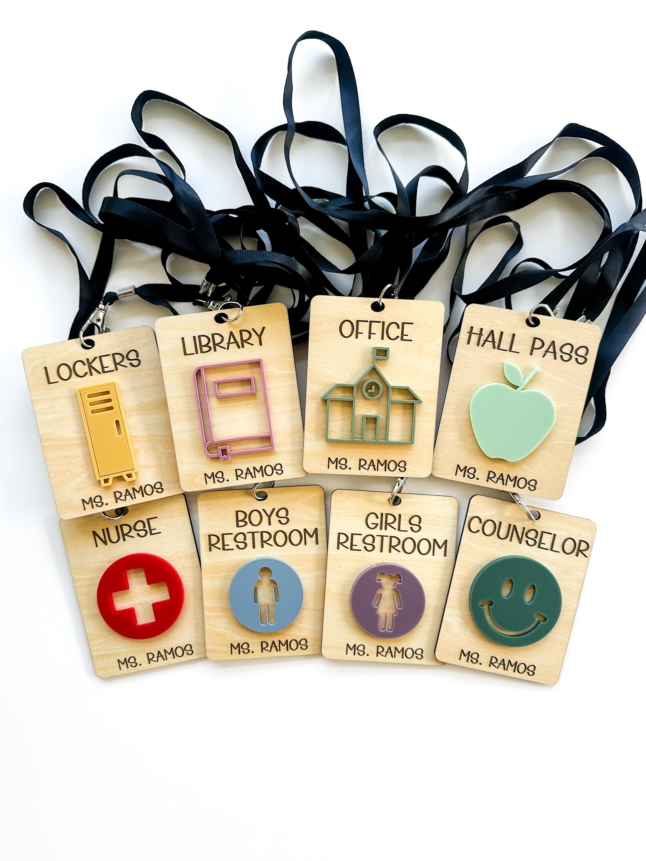 Personalized Teacher Hall Passes - Nurse Office Lockers Bathroom ...