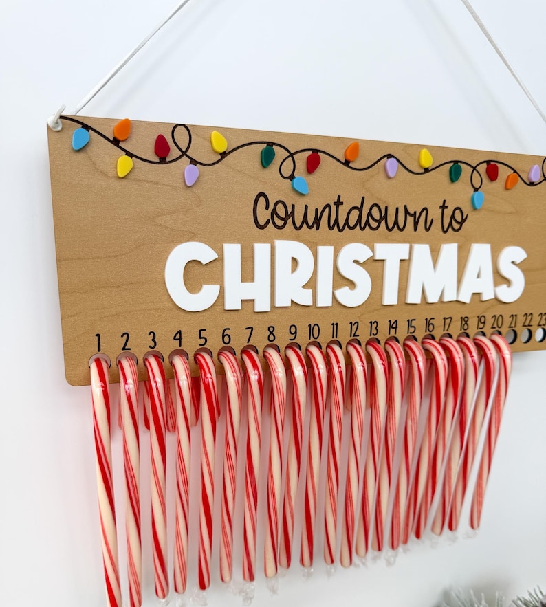 Countdown to Christmas Candy Cane Advent Calendar | Wooden Christmas ...