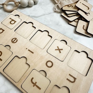 Wood Word Building Board | CVC Spelling Board | Wooden Letter Tiles ...