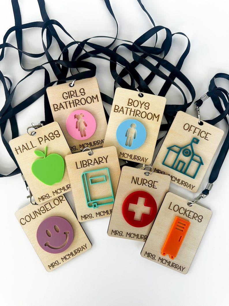 Personalized Teacher Hall Passes - Nurse Office Lockers Bathroom ...