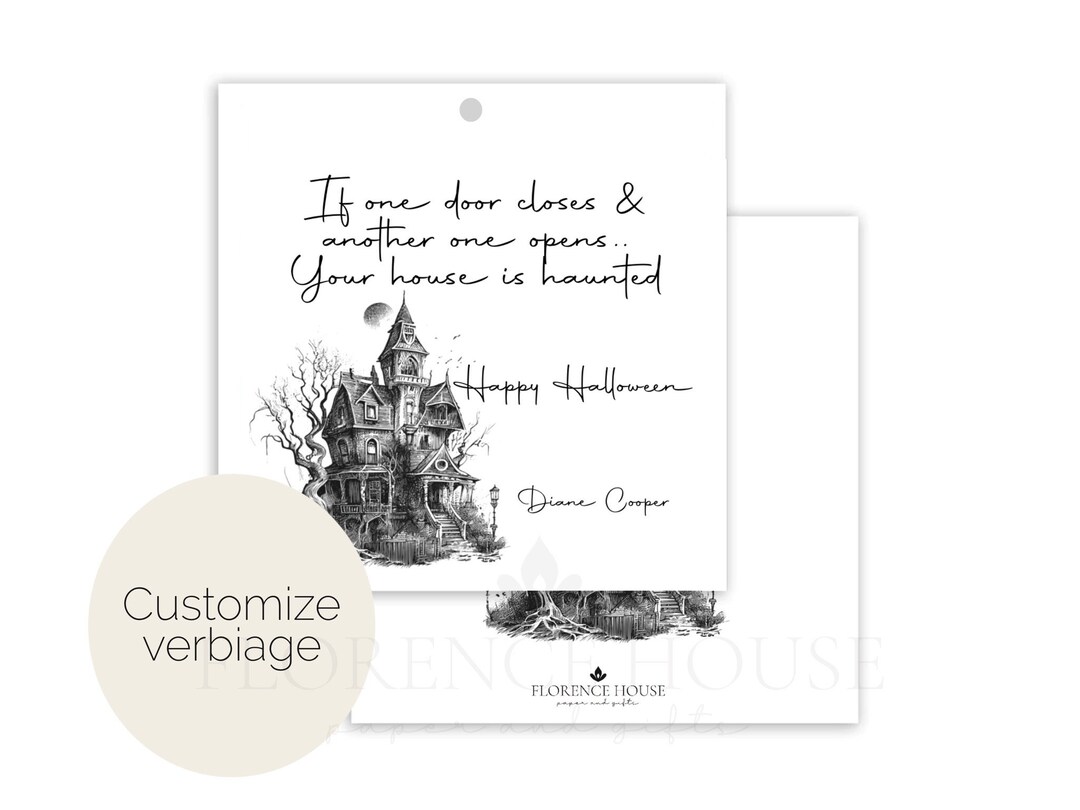 Haunted House Gift Tag Spooky Gift Tag Realtor Halloween - Etsy