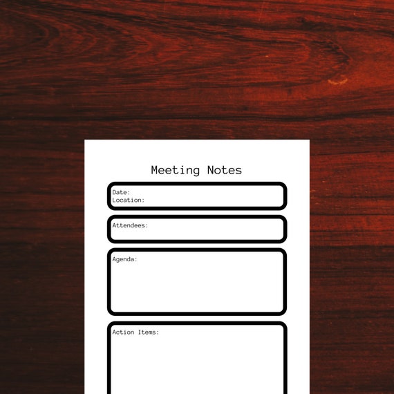 Printable Meeting Notes Template | Etsy