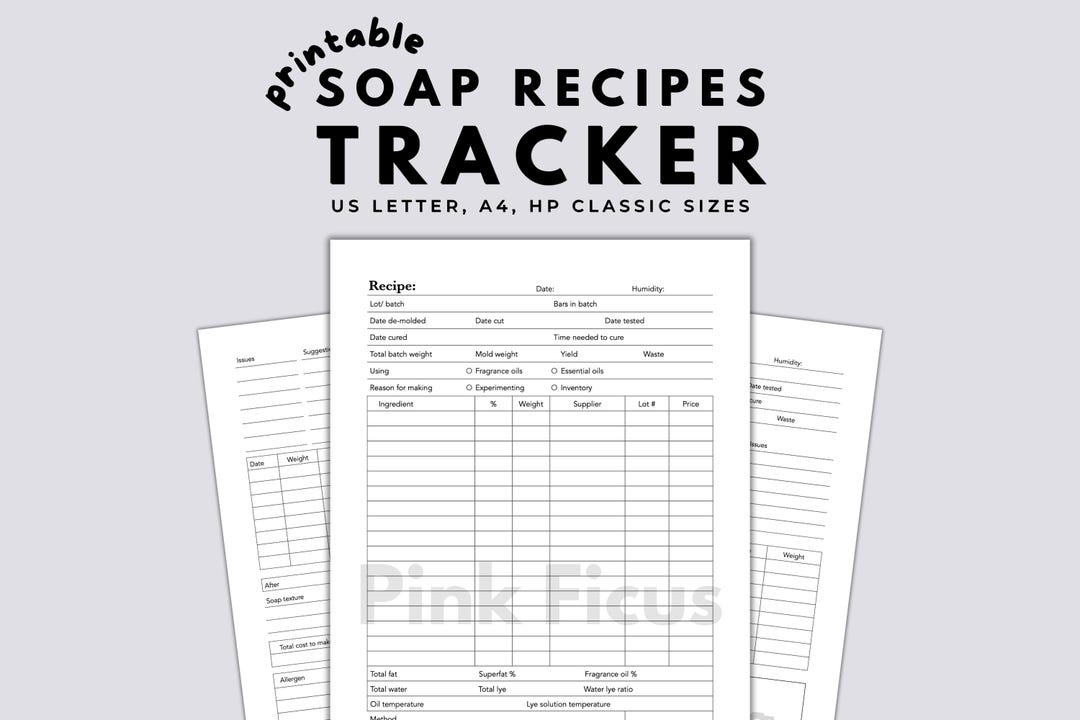 Printable Soap Recipe Tracker for Hobbyists and Soapmaking ...