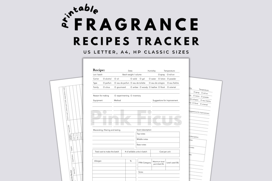 Printable Perfume | Fragrance Recipes Tracker for Hobbyists and ...