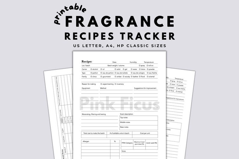 Printable Perfume | Fragrance Recipes Tracker for Hobbyists and ...