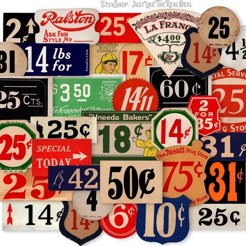 Vintage Price Tags 30 Piece High-quality Laser Reproductions - Etsy