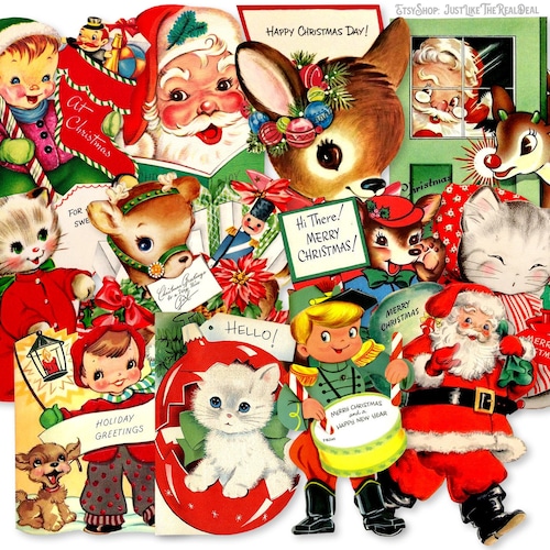 Vintage Christmas Paper Die Cuts Printed Vintage Christmas - Etsy