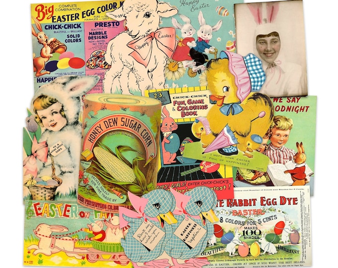 Vintage Easter Ephemera Paper Cut Outs Assortment, Printed Easter Ephemera Decorations ...