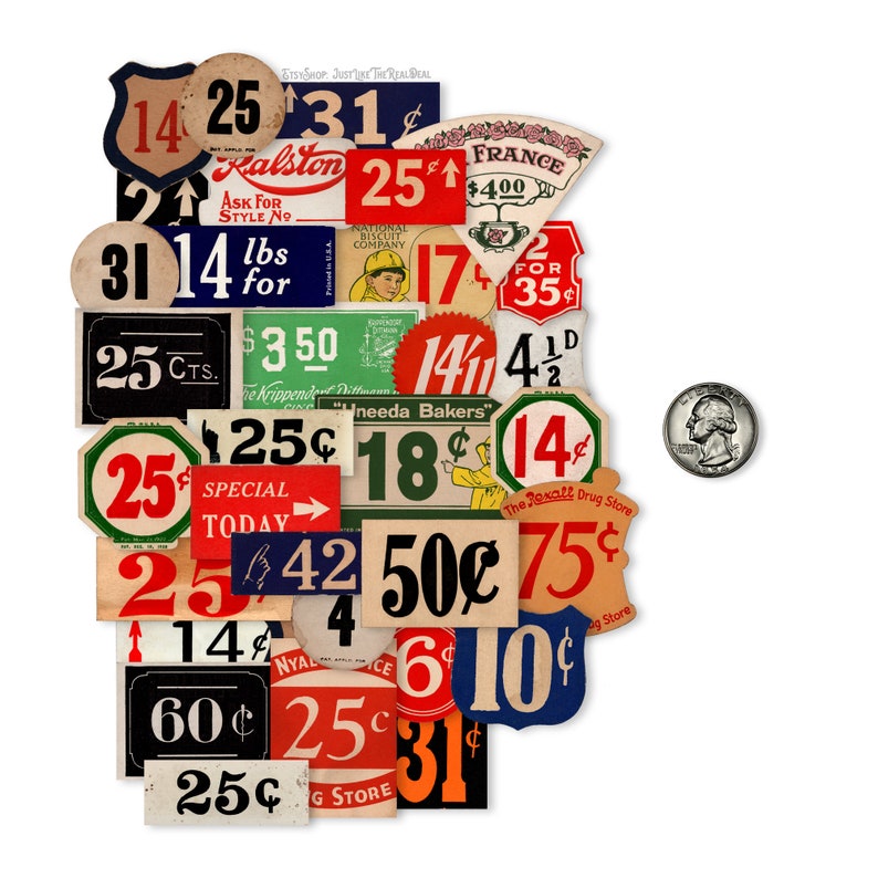 Vintage Price Tags 30 Piece High-quality Laser Reproductions - Etsy