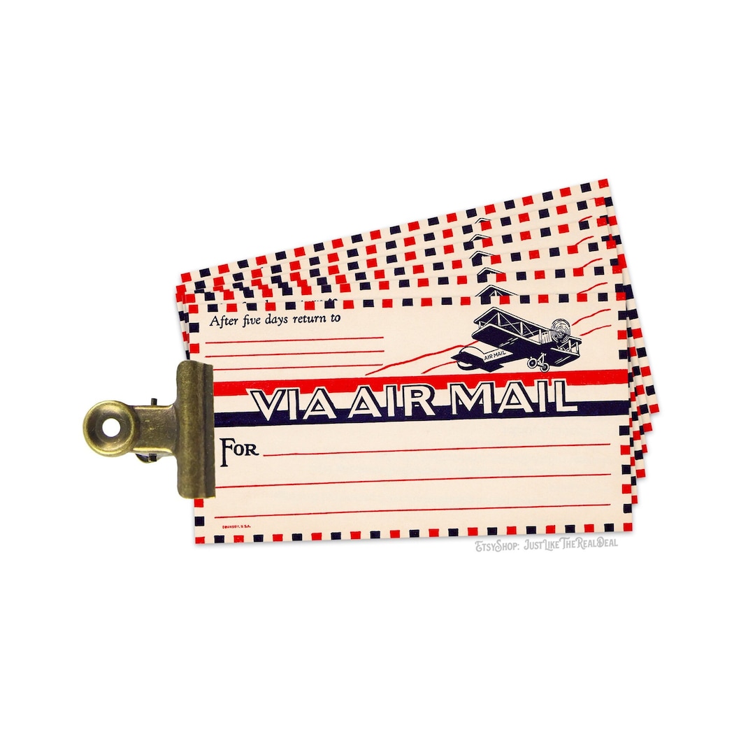 Vintage via Airmail Mailing Address Shipping Dennison Labels High ...