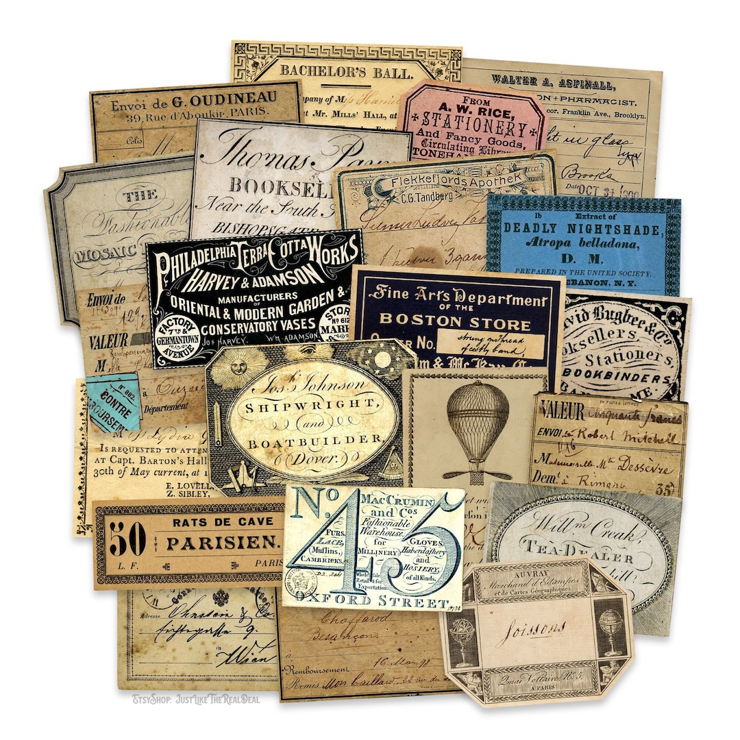 Antique Advertising Labels, Vintage Frame Text Labels, Vintage Aged ...