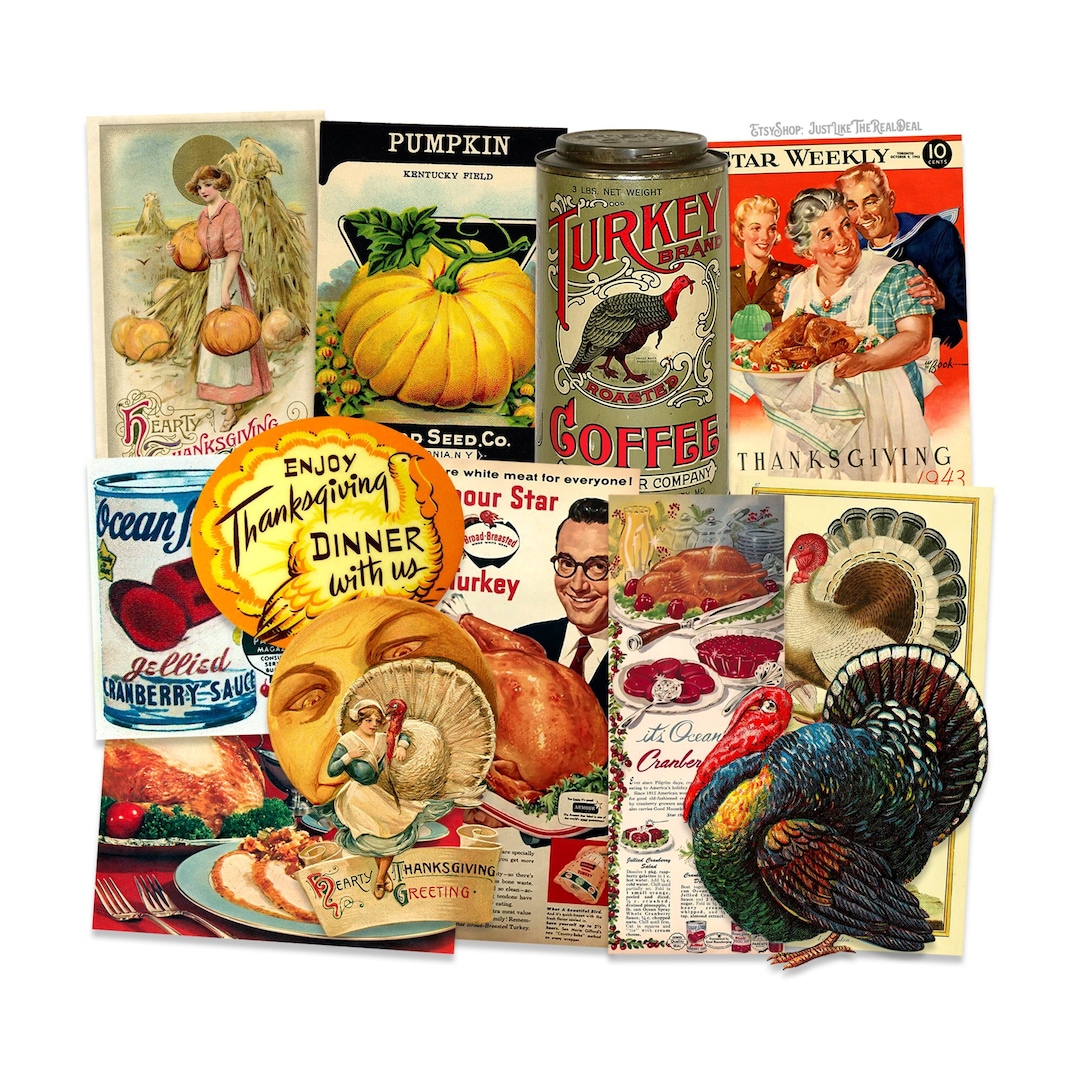 Vintage Thanksgiving Day Paper Die Cuts, Printed Thanksgiving Paper ...