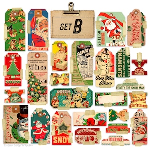 Vintage Christmas Tags and Tabs Assortment Paper Cuts, Printed ...