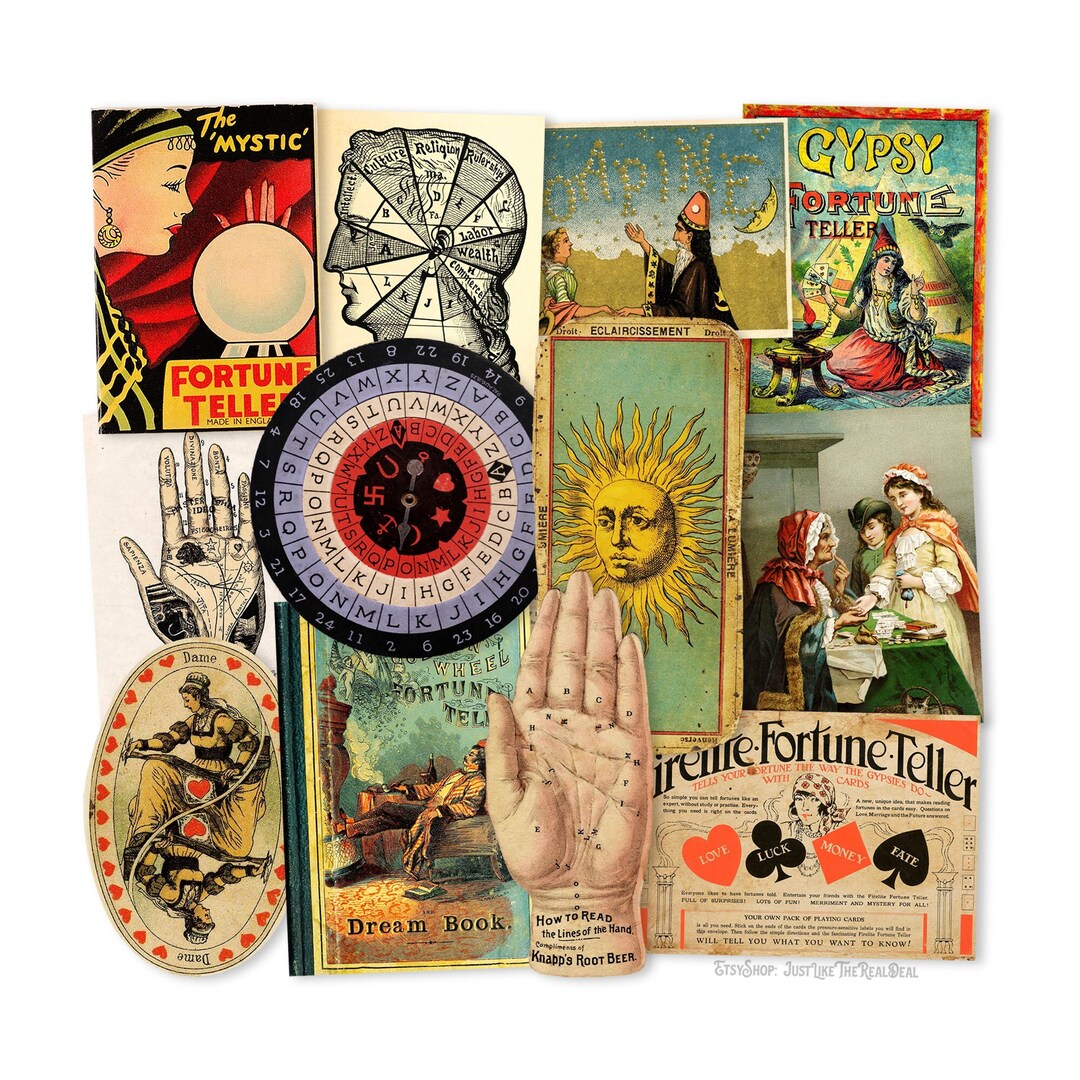 Vintage Fortune Teller Stickers Paper Die Cuts, Fortune Telling ...