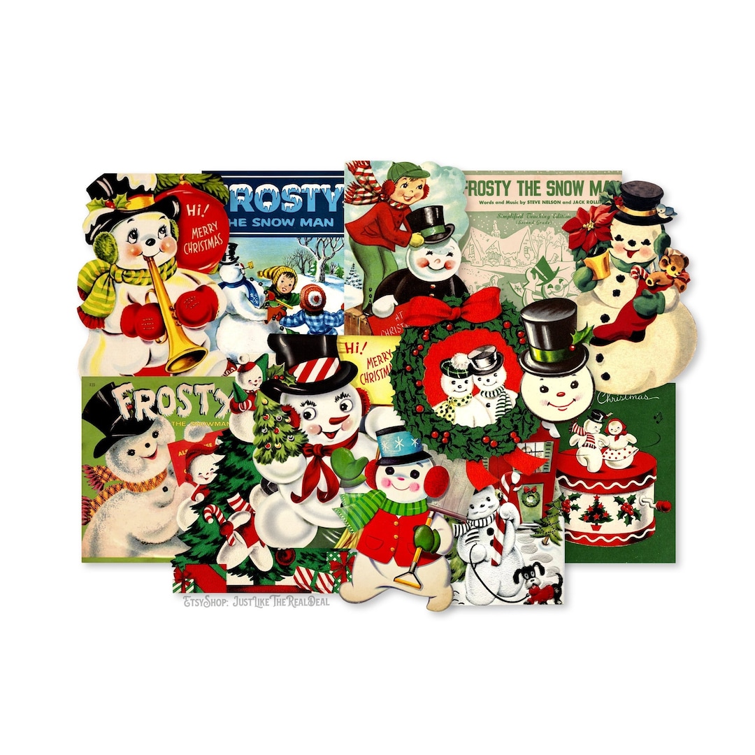 Vintage Frosty the Snowman Paper Die Cuts, Christmas Paper Cut Outs ...