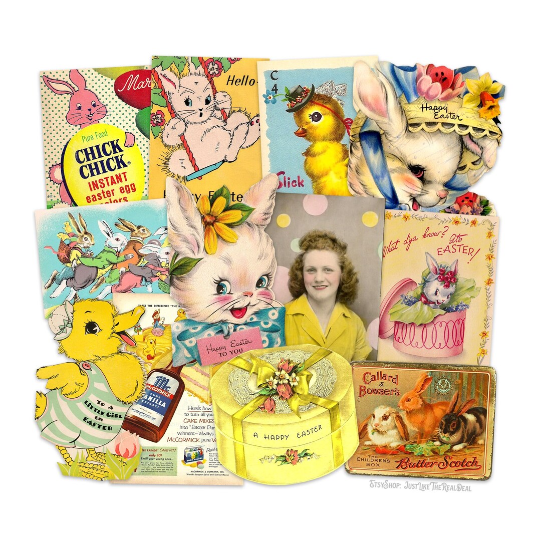Vintage Easter Ephemera Paper Cut Outs Assortment, Printed Easter ...