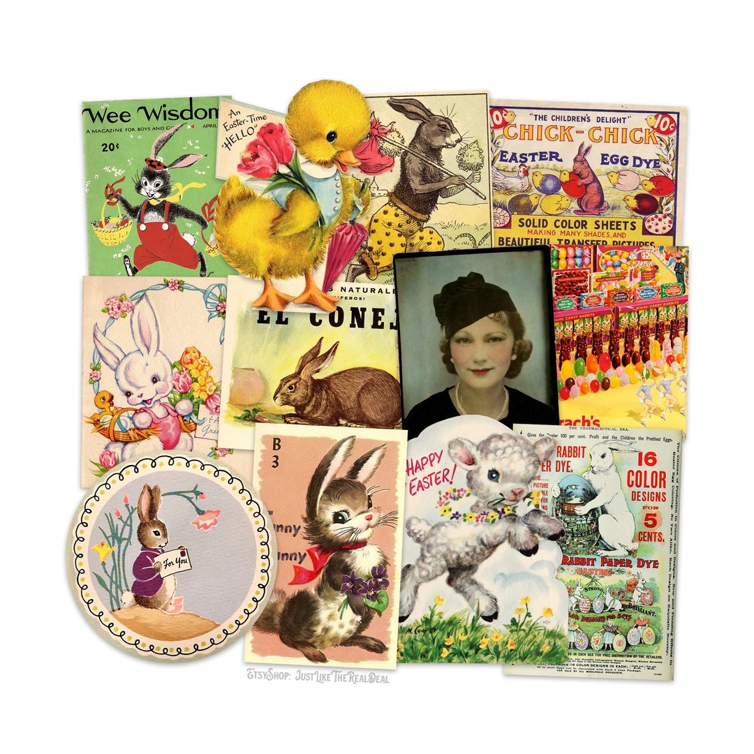 Vintage Easter Ephemera Paper Cut Outs Assortment, Printed Easter ...