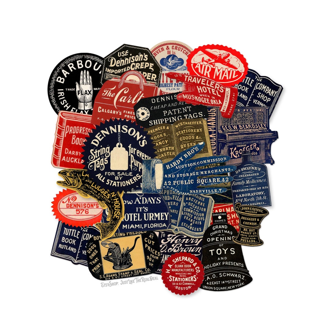 Vintage Advertising Label Seals Assortment 25 Piece High-quality Laser ...
