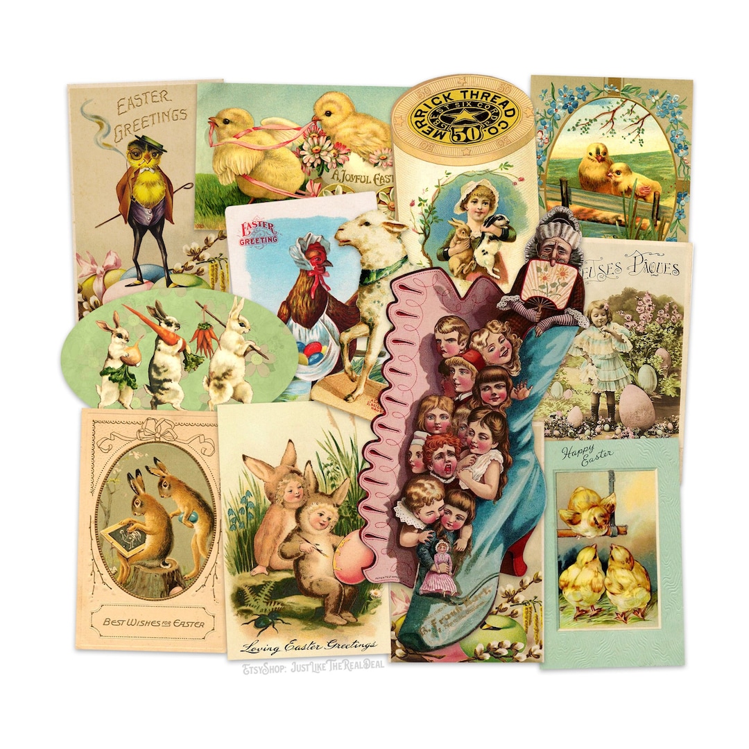 Victorian Easter Ephemera Paper Cut Outs Assortment, Printed Easter ...