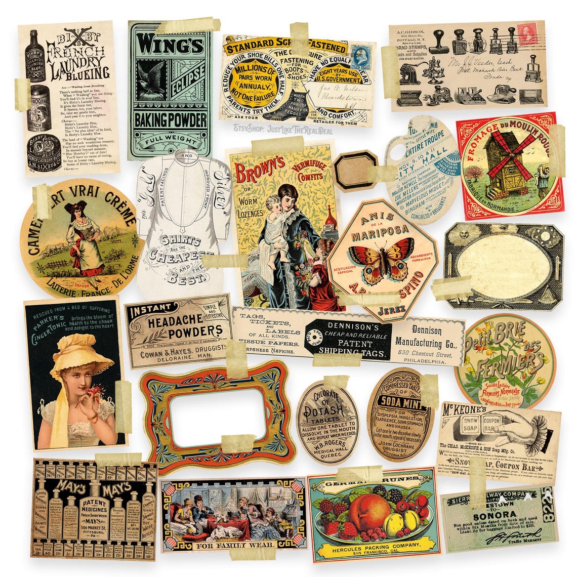 Vintage Junk Journal Ephemera Die Cuts, High- Quality Laser Paper Cuts ...