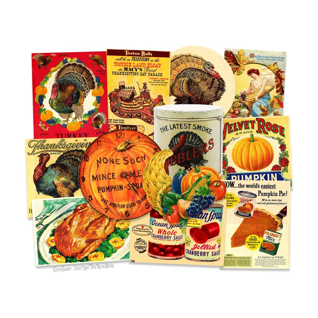 Vintage Thanksgiving Day Paper Die Cuts, Printed Thanksgiving Paper ...