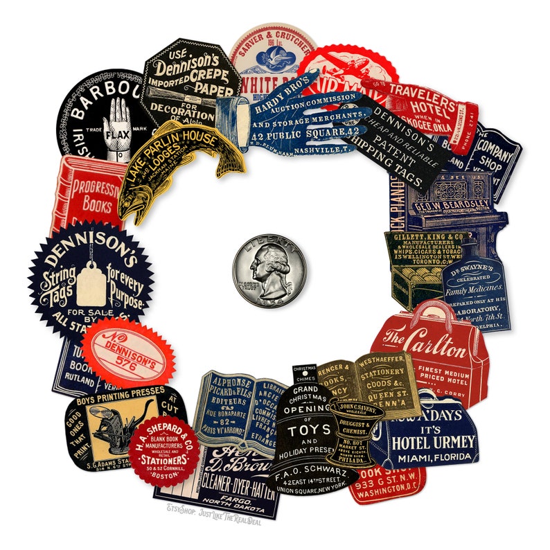 Vintage Advertising Label Seals Assortment 25 Piece - Etsy