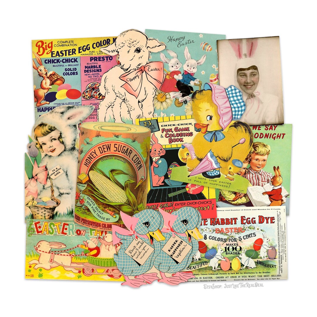 Vintage Easter Ephemera Paper Cut Outs Assortment, Printed Easter ...