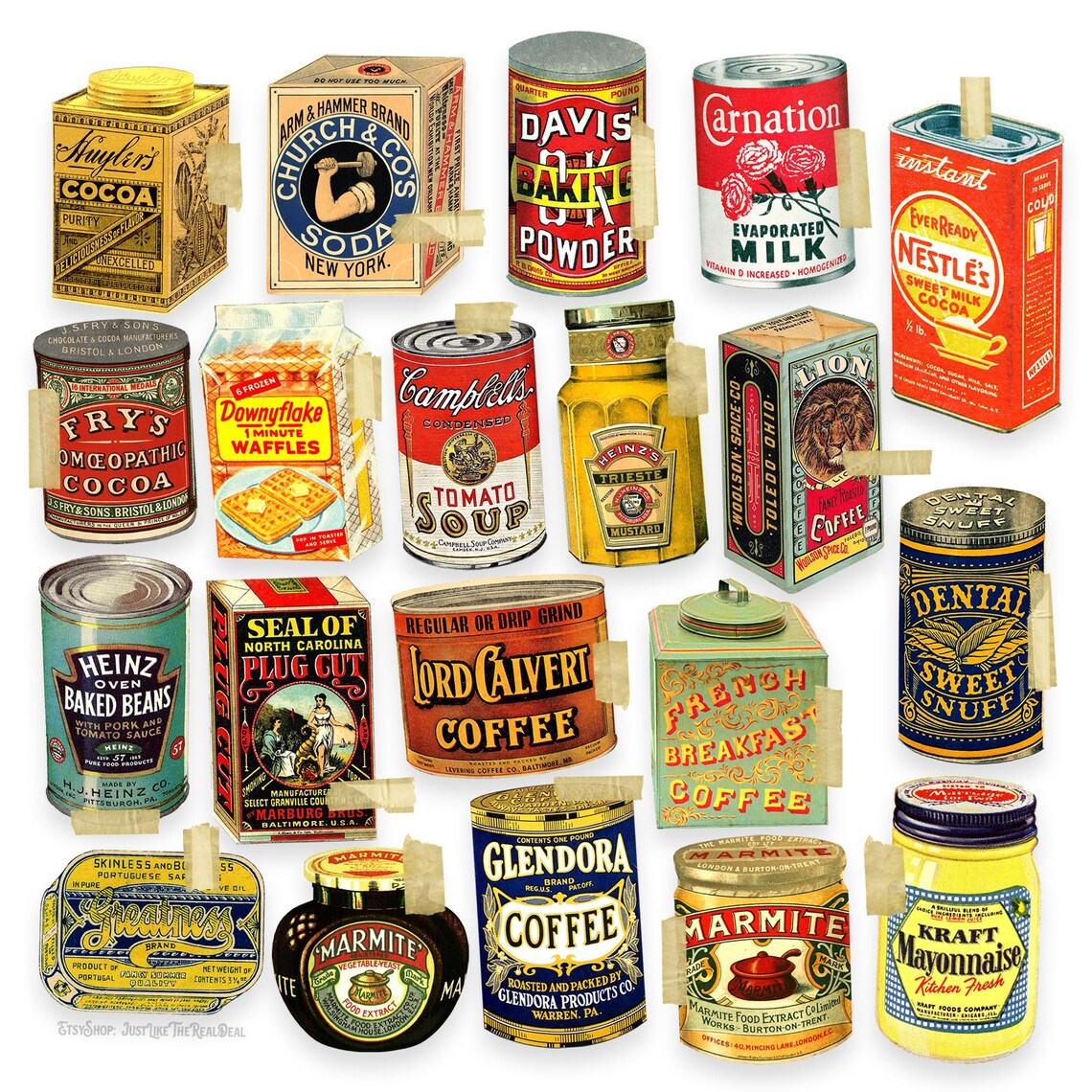 Vintage Products Cans & Boxes Groceries Packaging Die Cuts, Retro Paper ...
