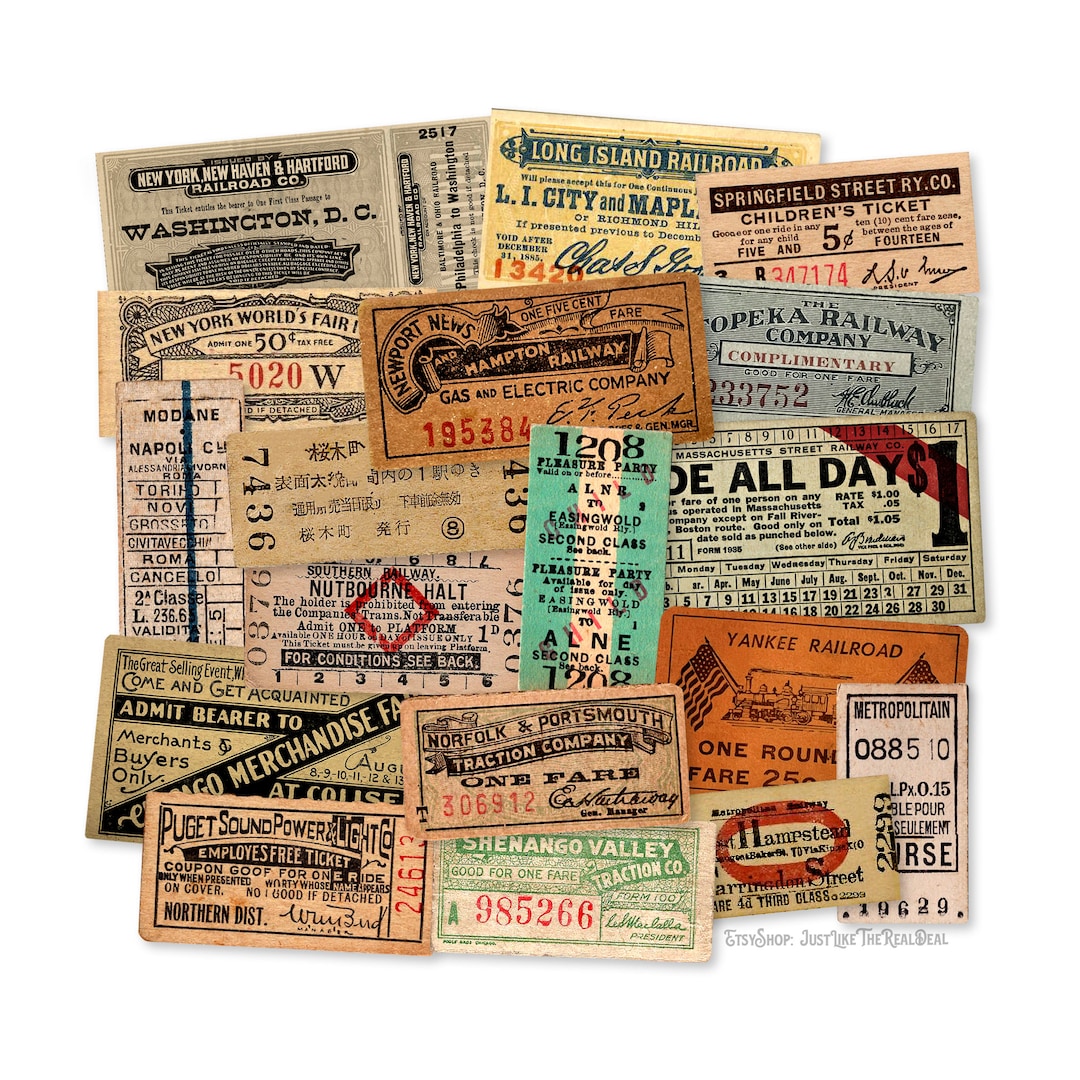 Vintage Railway Ride Tickets Assortment 18 Piece High-quality Laser ...