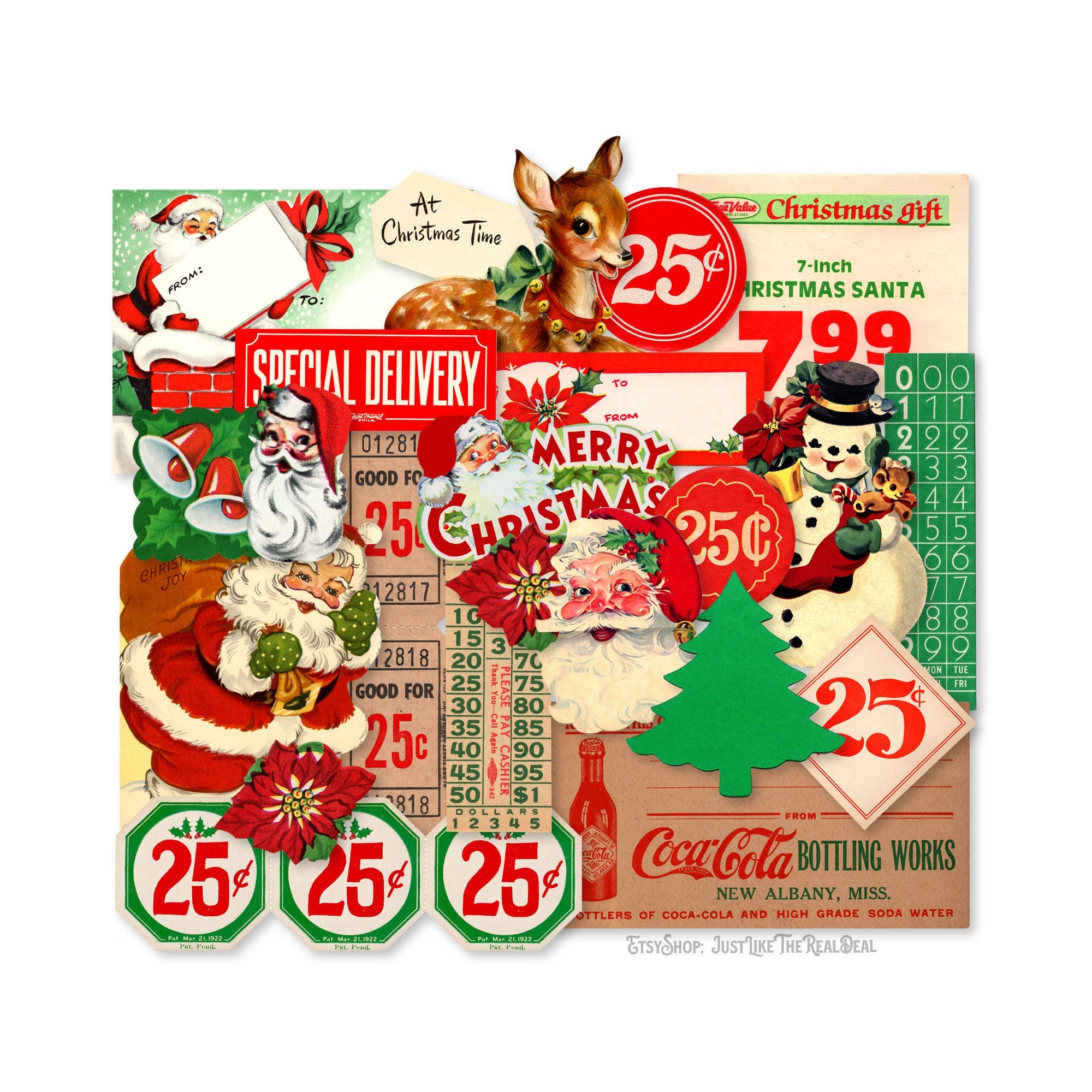 Vintage Christmas Ephemera 20 Piece Set High-quality Laser ...
